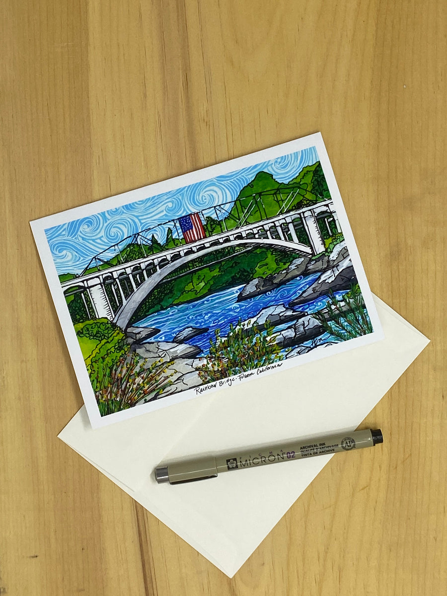Rainbow Bridge Folsom 5x7 greeting card – Heidi Garner Studio